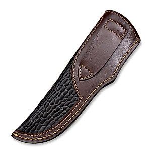 Hercules Knives Custom Premium Quality Leather Sheath Tooled Crocodile Leather Sheath/Hunting Knife Sheath Universal Leather Knife Sheath Sheath Fit up to 8.0" Blade 100% Real Laether