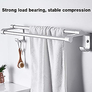YIONEWIN Bathroom Towel Rack Towel Bar Space Aluminum Towel Rack Double Towel Bar Wall Mounted Towel Shelf Towel Storage Bath Towel Rail for Bathroom Kitchen Towel Holder Towel Rail(60cm)