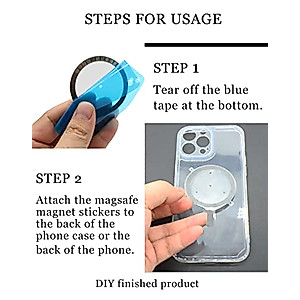 2pcs Mgesafe Magnet Sticker, Magnetic Phone case Sticker, Compatible with MagSafe Accessories and Qi Wireless Charger, Suitable for All Smart Phones and iPhone Series (Black)