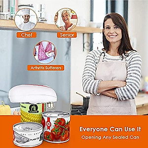 NEONSA Electric can opener,Battery Operated Can Opener for Seniors and Arthritis,Automatic electric can opener, Electric Can Openers for Kitchen, Portable Small One Touch Opener (Red with White)