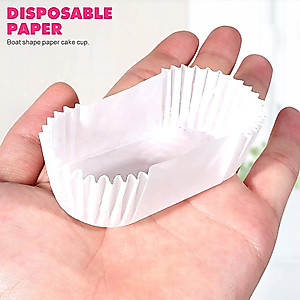 SENTOP 1000pcs Oval Paper Baking Cups, Safe Grease Proof Paper Tray High Temperature Cake Cup, Boat Shaped Cupcake Muffin Baking Cups for Muffins, Cupcakes or Mini Snacks