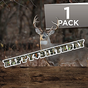 Havercamp Next Camo Happy Birthday Party Banner | 1 Count | Great for Hunter Themed Party, Camouflage, Rustic, Nature, Military, Kids Birthday Party