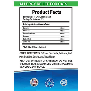 HAPPY PET VITAMINS LLC cat Allergy Prevention - CAT Allergy Relief - Supports Immune System - Vet Recommended - Itch Relief - quercetin Powder for cat - 2 Bottles (150 Chew Tablets)