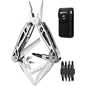 BIBURY Multitool Pliers, Multi-Purpose Pocket Knife Pliers Kit, 420 Durable Stainless Steel Multi-Plier Multi-tool for Survival, Camping, Hunting, Fishing, Hiking, Gifts for Dad Men Him