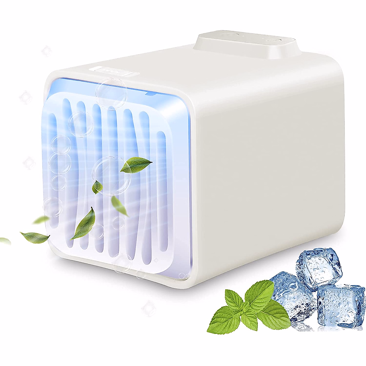 BEKTUTO Portable AC Air Conditioner, Mini Cooling Fan with 2 Ice Packs USB & LED, Adjustable Speeds LED Night Light Personal Air Cooler for Room Office Bedroom Outdoor