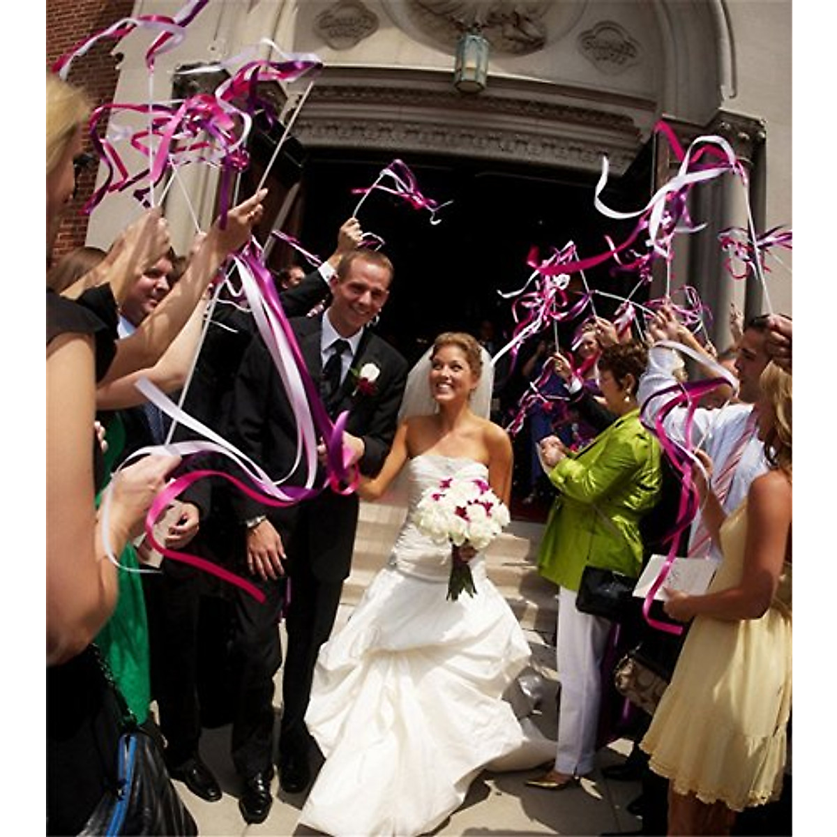 30pcs Ribbon Stick Wands Party Streamers for Wedding Party Activities (Purple)