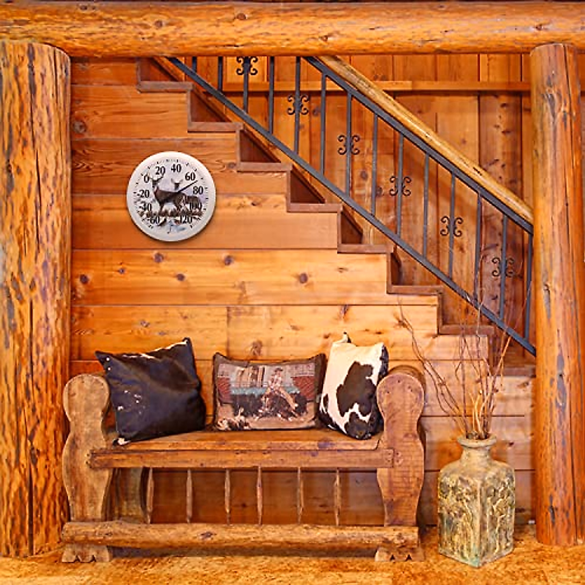 Springfield Indoor Outdoor Thermometer, Outdoor Thermometers for Patio 13.25-Inch - Winter Deer