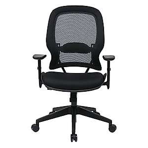 SPACE Seating Professional AirGrid Back and Mesh Seat, 2-to-1 Synchro, Adjustable Arms and Tilt Tension Task Chair, Dark Grey