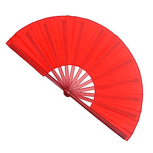 Folding Fans for Men and Women Portable Dance Fan Gifts Red Tai Ji Gong fu Hand Fan for Wedding Performance Festival Theater Party Fan