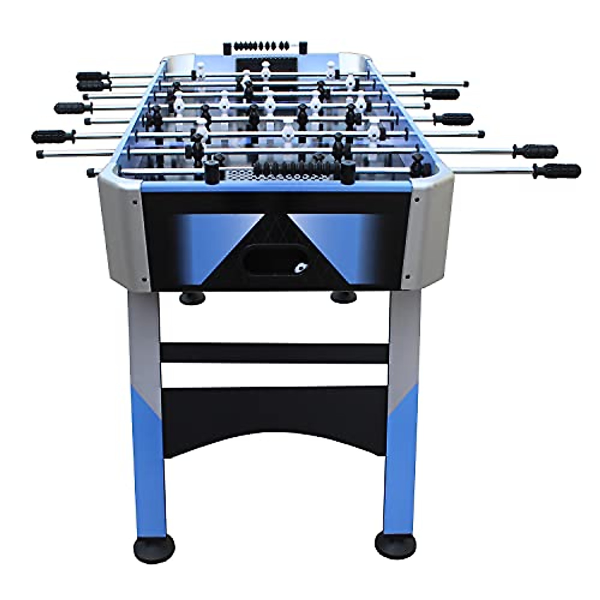 Hathaway Blueridge 48-in Competition Foosball Table, Arcade Table Soccer for Game Rooms, Includes (2) 31-mm Foosballs,Blue/Silver/Black