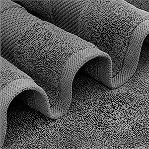 White Classic Luxury Grey Bath Towel Set - Combed Cotton Hotel Quality Absorbent 8 Piece Towels | 2 Bath Towels 700GSM | 2 Hand Towels | 4 Washcloths [Worth $72.95] 8 Pack | Gray