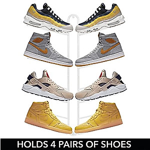 mDesign Modern Metal Shoe Display & Storage Rack - Perfect for Sneaker Heads - Store Your Collection of Kicks - 4 Tier, Wall Mount - White