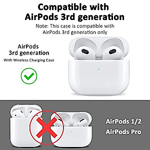 Case Compatible for Airpods 3 2021 3rd Generation Case Cover for Women Men Premium Skin Silicone Full Protective Case Cover for Airpod 3 Gen with Keychain (Pine)