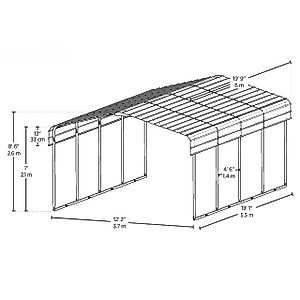 Generic Heavy-Duty Steel 12' x 20' x 7' Carport, Garage, Car Shelter, Protects Car, Truck, SUV, Tractor, Boat, Patio Furniture, Durable, All-Season, Easy Assembly, Grey, Gray, SC122007G