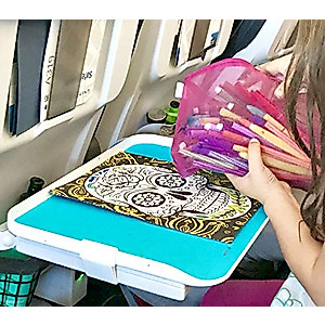Go Happy Kids Travel Tray - Easily Attaches to Airplane & Train Tray Tables! Lightweight, Sturdy, Easy to Clean & Stow Travel Tray