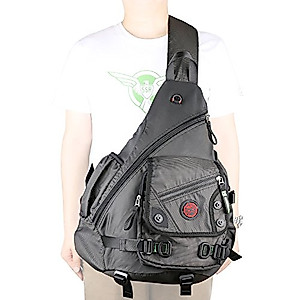 Kawei Knight Large Sling Bag Laptop Backpack Cross Body Messenger Bag Shoulder Travel Rucksack Black