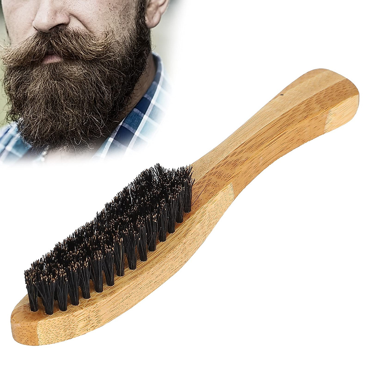Beard Styling Brush with Strong Toughness, Portable Ergonomic Curved Design for Beard, Mustache Straightening and Growth Promotion (Small)