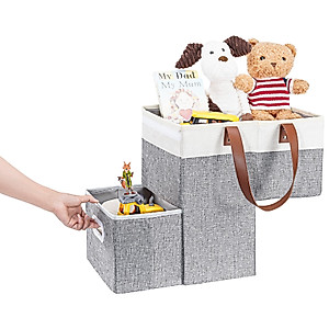 Puricon Stair Basket for Carpeted and Wooden Stairs, Flax Foldable Stair Step Basket with Drawer and Leather Handles, Staircase Storage Organizer for Home Toys Clothes