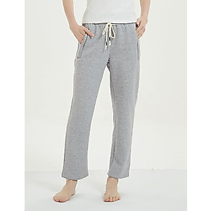 Gihuo Women's Sherpa Lined Sweatpants Winter Warm Fleece Lined Sweatpants with Pockets Fleece Jogger Pants Athletic (2# Light Grey, Small)