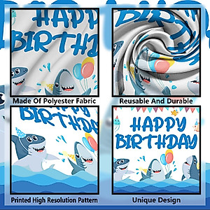 Shark Party Decorations Happy Birthday Banner Shark Party Supplies Animal Fish Shark Themed Under The Sea Decor for Baby Shower Boys 1st Birthday Party Decorations Backdrop Favors Photo Booth Props