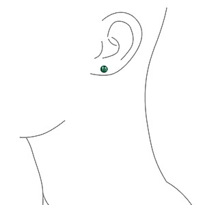 Simple Gemstone Green Malachite Round Ball Stud Earrings For Women .925 Sterling Silver 8MM