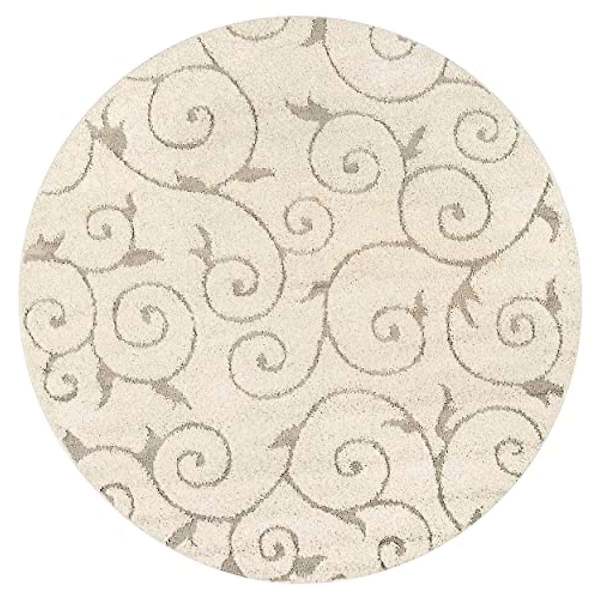 nuLOOM Vine Swirls Maisha Shag Area Rug, 5' 3" Round, Cream