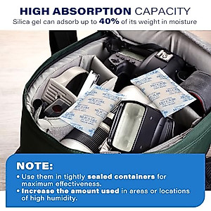 LotFancy Silica Gel Packets, 50 Gram 15 Packs Rechargeable Desiccant Packs for Storage, Moisture Absorber Drying Bags with Orange Indicator, Non-Toxic