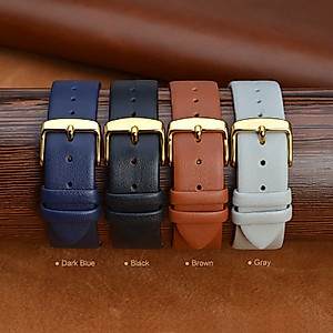 ANNEFIT Calfskin Leather Watch Straps 20mm, Thin Elegant Replacement Watch Band with Gold Buckle (Grey)