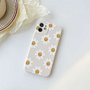 White Sunflower Cute Flower Phone Case for Apple iPhone 12 Mini 5.4 inch Smooth Silicone Soft Cover for iPhone 12mini