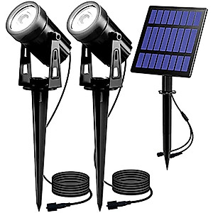 T-SUN 2W Solar Spotlights, LED Solar Powered Landscape Lights Outdoor Waterproof Solar Security Wall Lights Auto ON/Off Dual Head Light for Garden Yard Patio(Cold White)