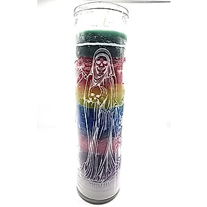 Holy Death (Santa Muerte) 7 Day Candle- Santisima Muerte Vela, Santisima Muerte - Holy Death Candle, Goth Decor, Candle, Green,red,yellow,blue,black