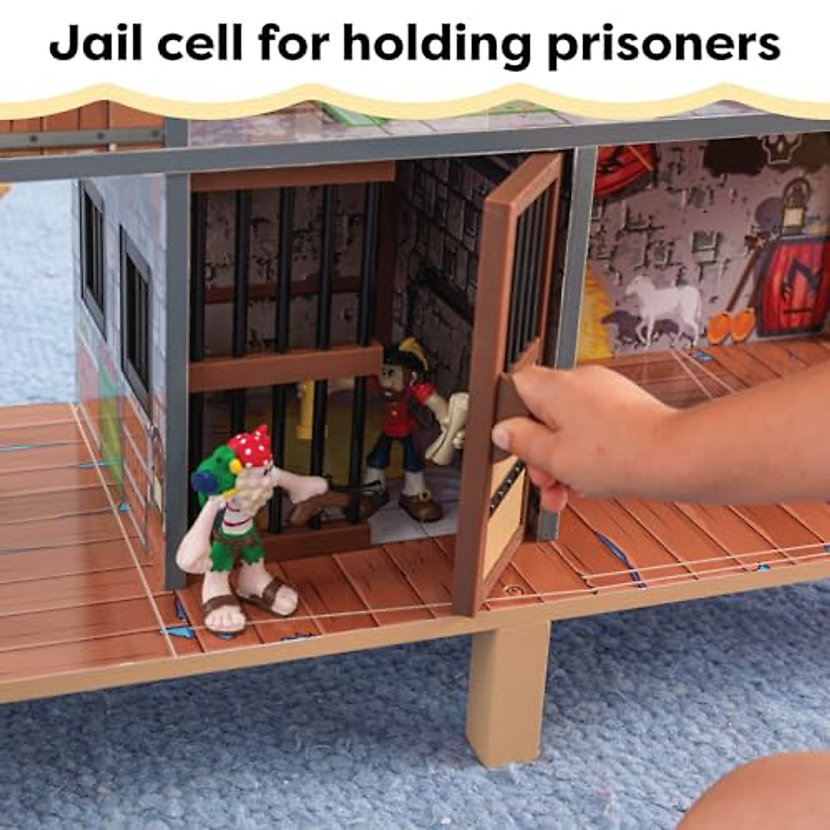 KidKraft Pirate's Cove Wooden Ship Play Set with Lights and Sounds, Pirates and 17-Piece Accessories, Gift for Ages 3+