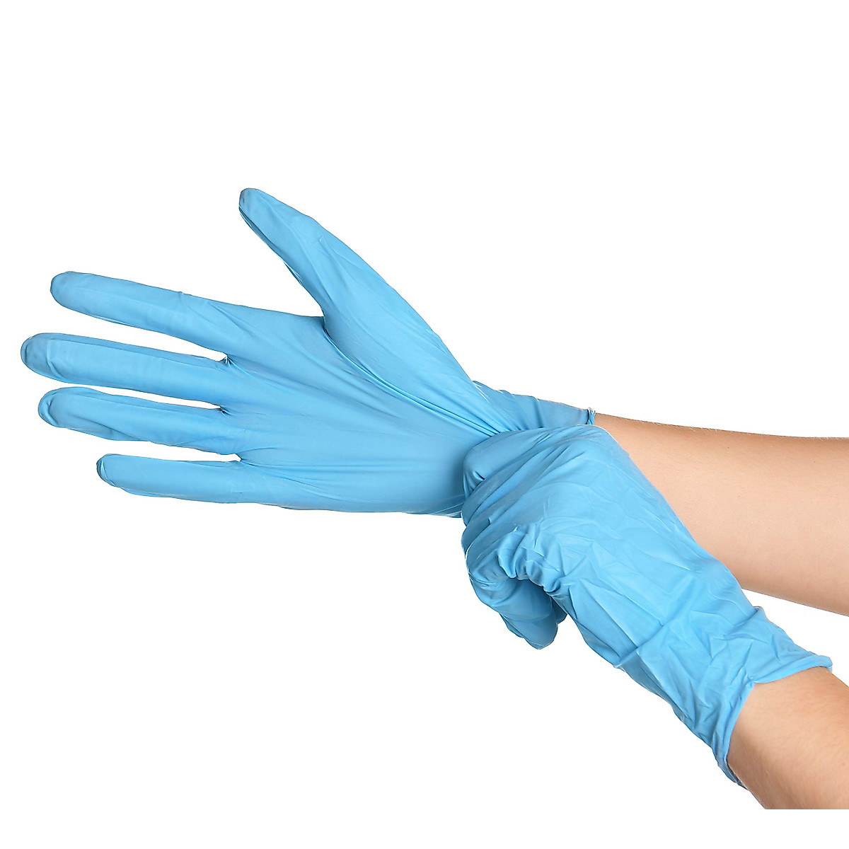 Care Plus Nitrile Examination Medical Gloves, Blue, Medium 100 Count