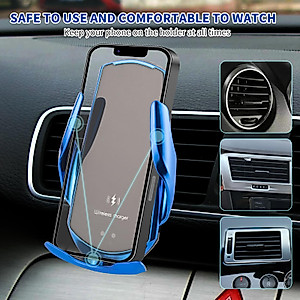 LFNOWN Wireless Car Charger Car Phone Holder Mount Wireless Charging 15W Fast Charging Auto Clamping Car Charger Phone Mount Phone Holder fit for All Android Smartphone(Silver)