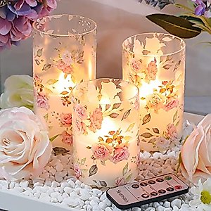 Silverstro Flameless Rose Candles Remote: Romantic Love Theme Real Wax Blinks Battery Operated Candles - Home Room Party Wedding Valentines Botanical Christmas Decor - Set of 3