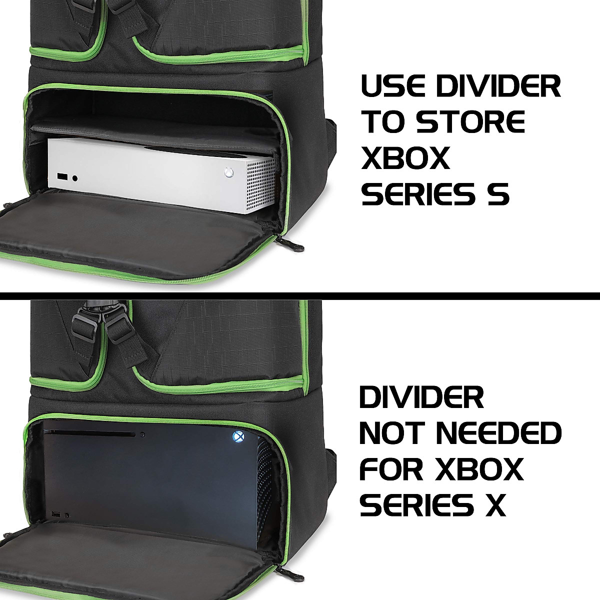 ENHANCE Console Gaming Backpack Compatible with Xbox Series X , Xbox Series S - Xbox Series X Carrying Case with Compartments for Controllers, Games & Accessories - Headset Storage , Zippered Pockets