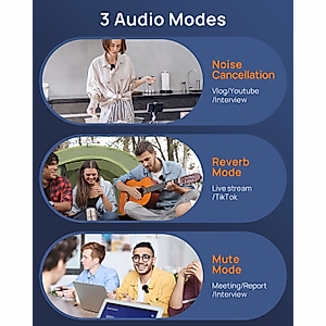 TeoTeeo 2pcs Wireless Lavalier Microphone for iPhone iPad with Charging Case, Wireless Lavalier Microphone for Single Person Continuous Recording 50H, 3 Modes Noise Canceling Mini Microphone, 120ft