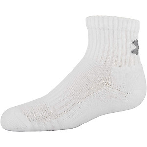 Under Armour Youth Training Cotton Quarter Socks, Multipairs , White (3-Pairs) , Small