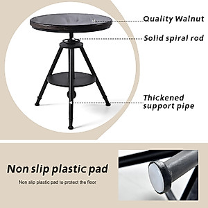 BOKKOLIK Industrial Bistro Table Vintage Small Cafe Table Farmhouse Round Dining Table for Kitchen Rustic Side Table Swivel Wooden Top 21-29inch Height Adjustable