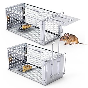 iMounTEK 1 Pack Live Rat Trap Humane Mouse Trap Single Door Rat Trap Cages High Sensitivity Gravity Pedal Humane Rodent Traps Mouse Traps Indoor Outdoor for Small Rodents Mice Voles Hamsters