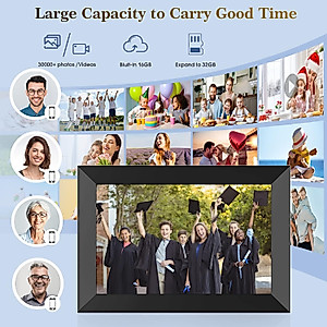 FANGOR 10.1" Digital Picture Frame, WiFi Digital Photo Frame 1280 * 800 HD IPS Touch Screen, 32GB Auto-Rotate Smart Frame Wall Mounted, Share Photos/Videos Via Uhale App