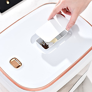 Grain Dispenser, Press Type Rice Bucket Large Capacity Rice Storage Container Dry Food Dispenser with Measuring Cup, Rice Holder Bin Rice Canister for Rice Cereal Flour Snacks (10KG)