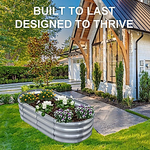 Anraja Raised Garden Bed Galvanized Metal Planter Boxes Outdoor for Gardening, Grow Plants, Flowers, Vegetables, Herbs, 4X2X1 Ft