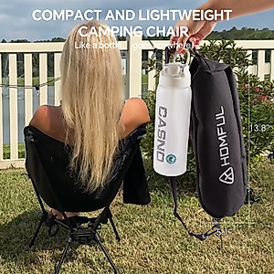 HOMFUL 2 Pack Compact Camping Chairs Ultra Light Portable Folding Backpacking Chair with Side Pockets Breathable Mesh Structure Aluminum Frame with Carrying Bag(Black 2pcs)