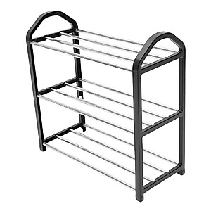 Alipis Shoe Rack Shoe Storage Organizer Freestanding Shoe Cabinet Shoe Shelf Shoe Holder Shoe Stand Metal Organizer Shelf Three-Layer Shoe Storage Rack Stainless Steel Storage Bag Plastic