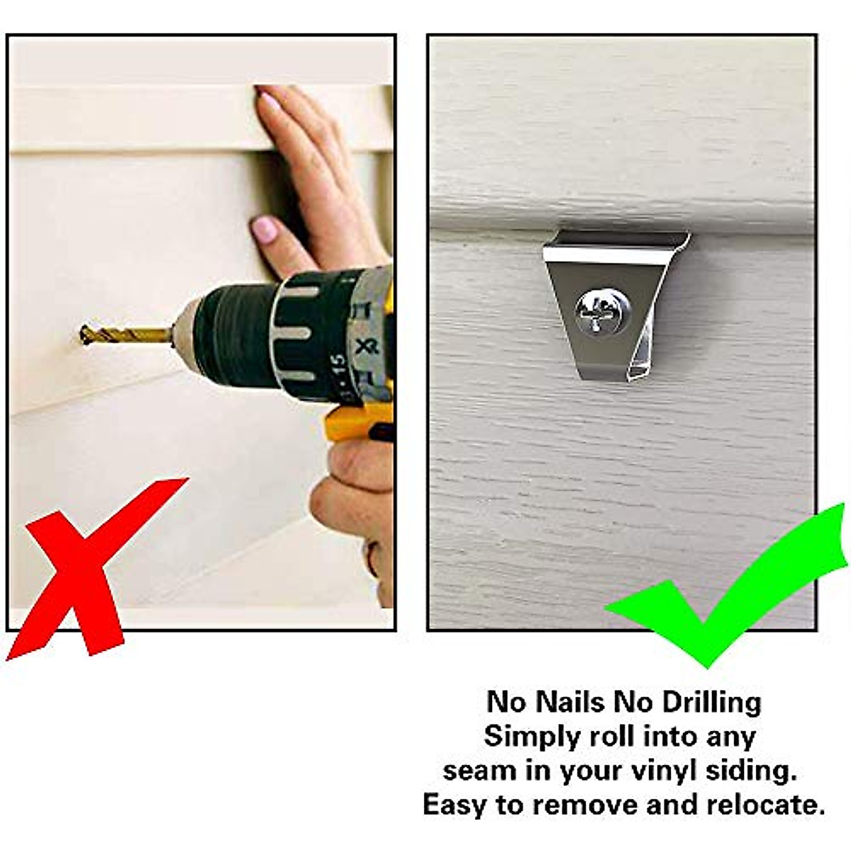 (12 Pack) Blink Outdoor Camera Vinyl Siding Clip Hooks, No-Hole Needed Outdoor Siding Hanger for Mounting Blink XT2 Blink Outdoor Home Security, Weatherproof Stainless Steel Blink Siding Mount