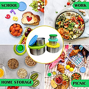 WEST BROS Stainless Steel Food Containers with Lids Set - Metal Snack Container for Kids Adults - Leakproof Bento Box Storage Lunch Box with Silicone Lids