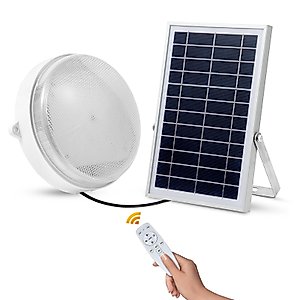 Malitupy Solar Ceiling Lights Indoor Outdoor Home, Daytime & Dimmable 1000LM Solar Shed Light with ON Off Switch & Remote, Cool/Warm White Solar Barn Light for Yard, Patio, Shop, Porch, Chicken Coop