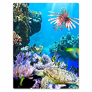 Blanket Sofa Bed Throw Lightweight Cozy Plush Colorful Underwater World Sea Turtle Fish 40"x50"