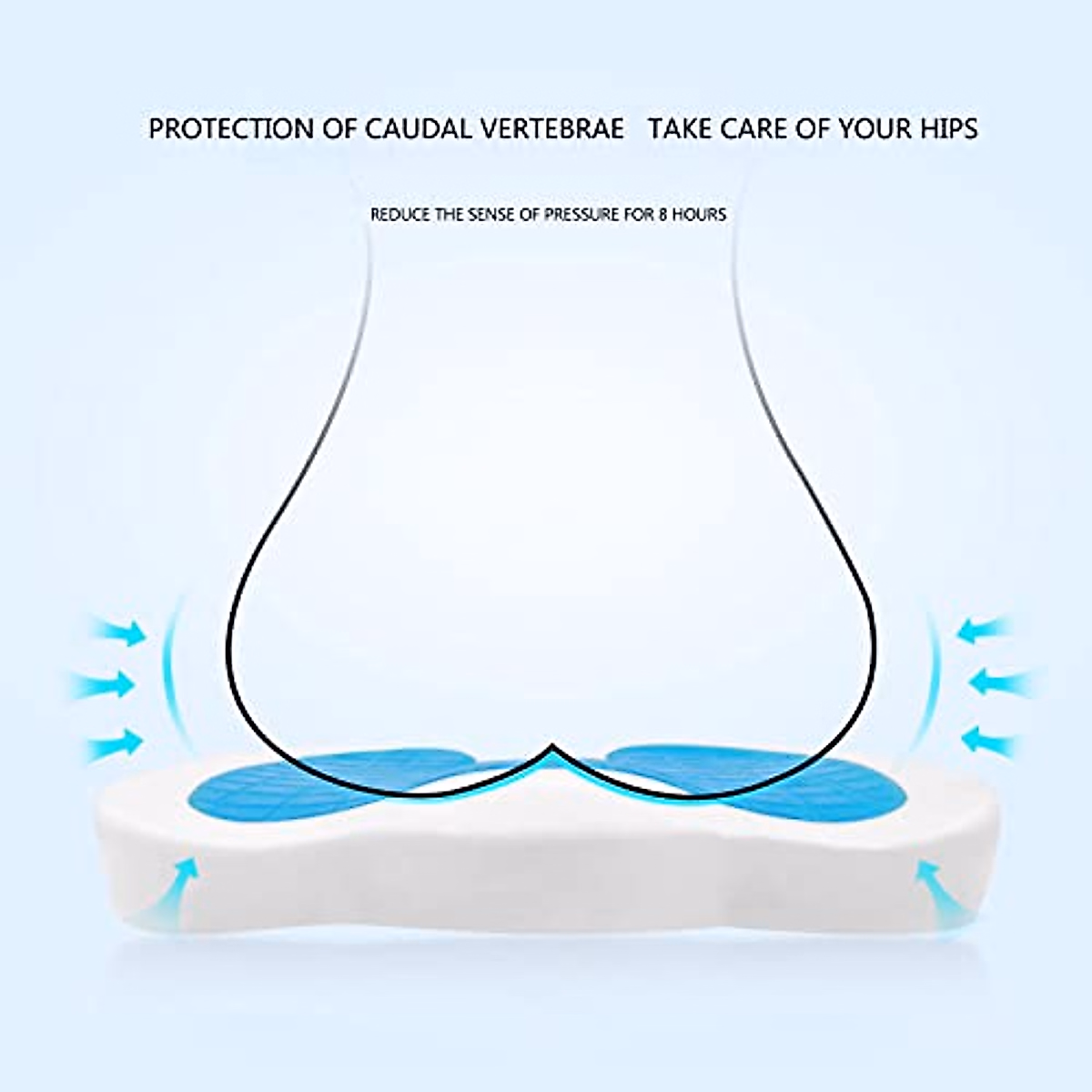 NNAA Ergonomic Chair Pad Memory Foam Seat Cushion Gel Enhanced Cushion Non-Slip Orthopedic Caudal Spine Cushion Relieve Pain Office Chair Car Seat color1